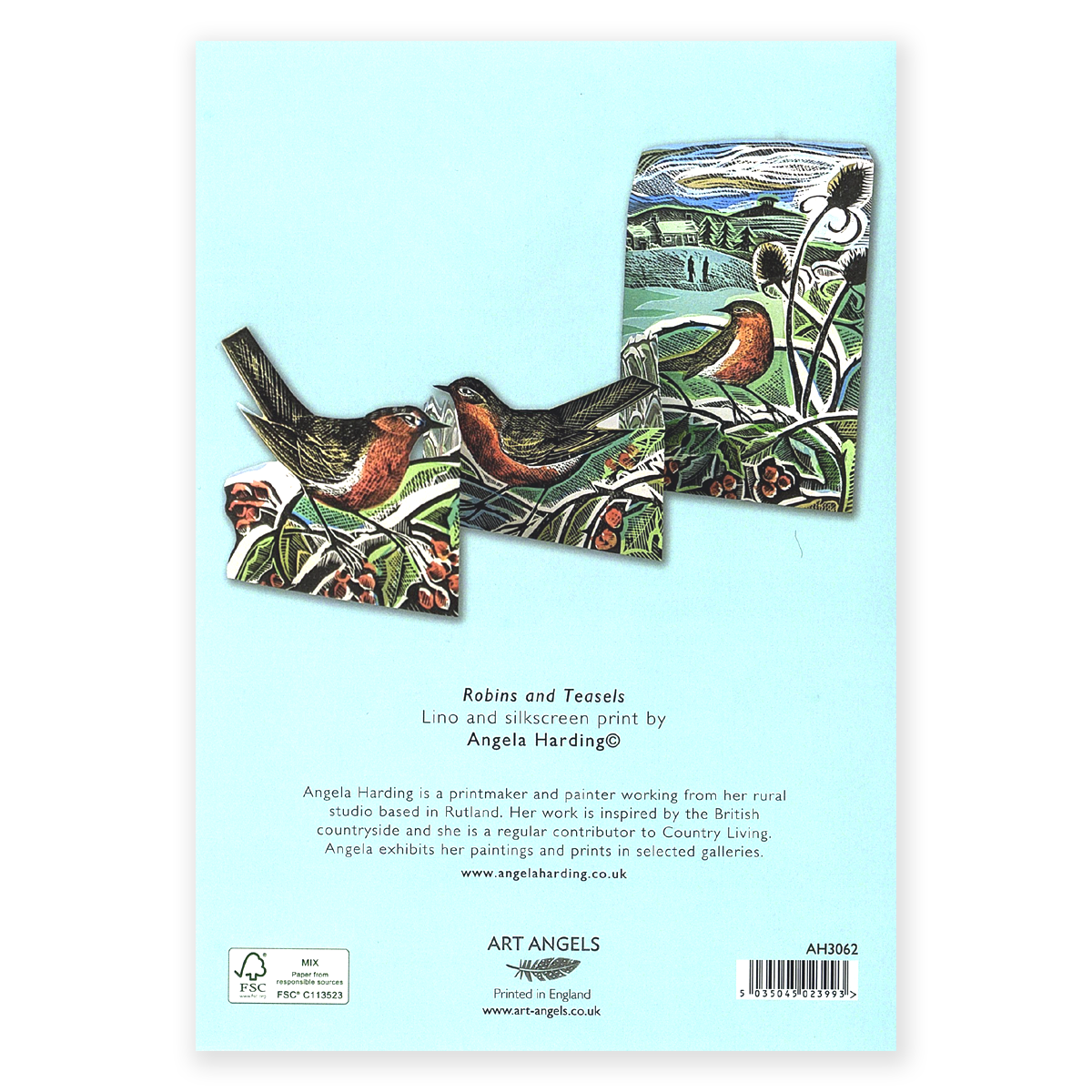 Angela Harding, ' Robins and Teasels ' Concertina Card – NewArtCards