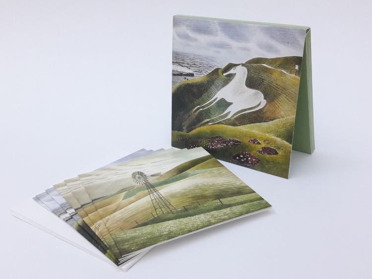 Eric Ravilious ' White horse and train, and the Waterwheel ' Set of ca ...
